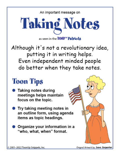 Taking Notes | ToonUps