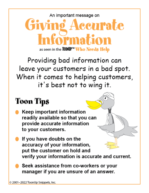 Giving Accurate Information | ToonUps